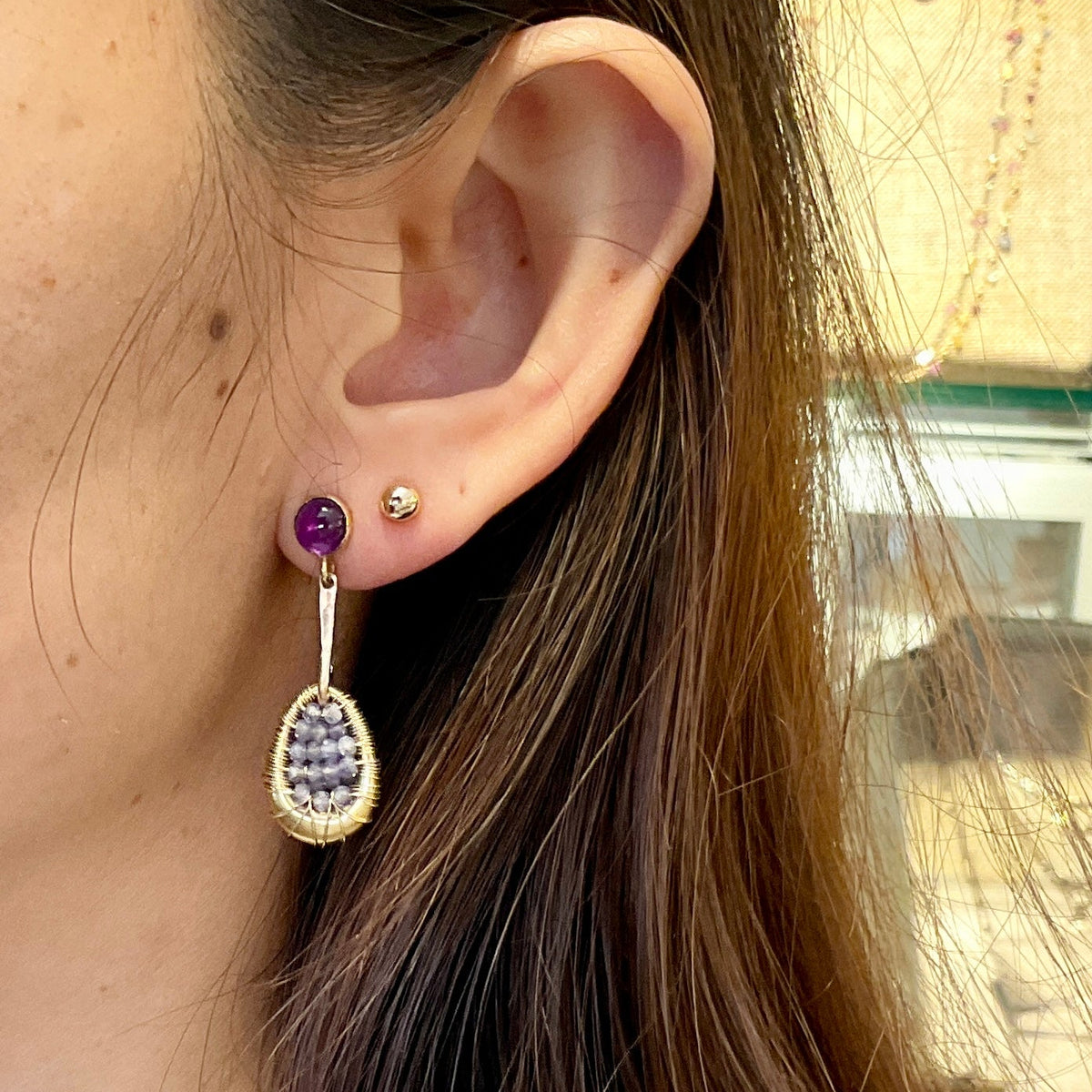 Amethyst Nopa Tanzanite Drop Earrings – Mabel Chong