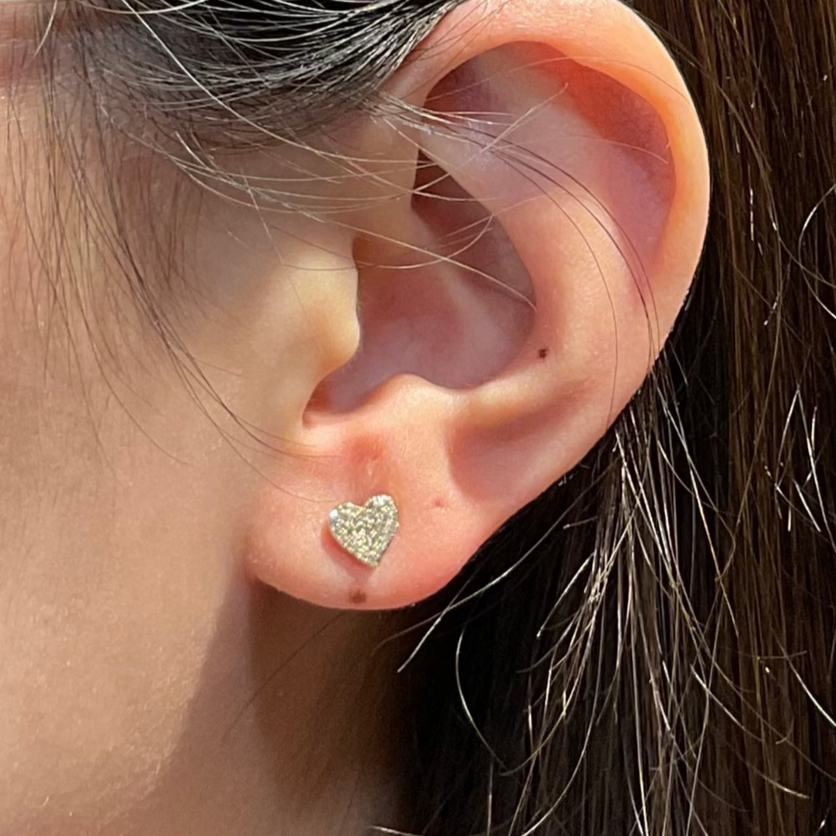Pave Diamond Heart Studs | Mabel Chong