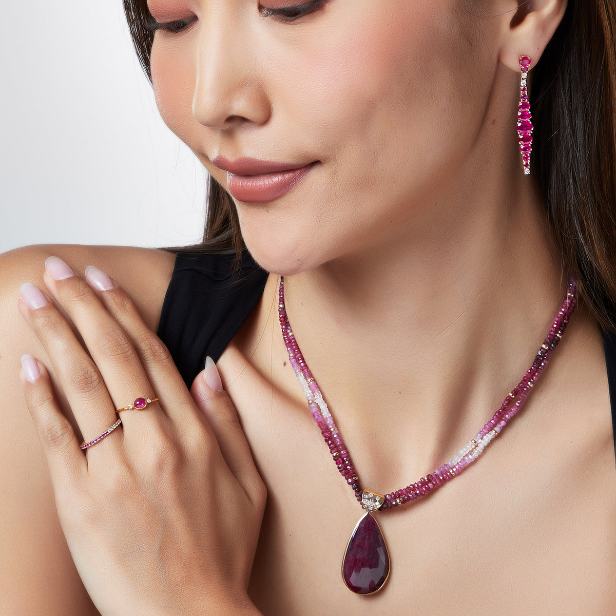 Ruby Duo Diamond Thin Ring in 14k – Mabel Chong