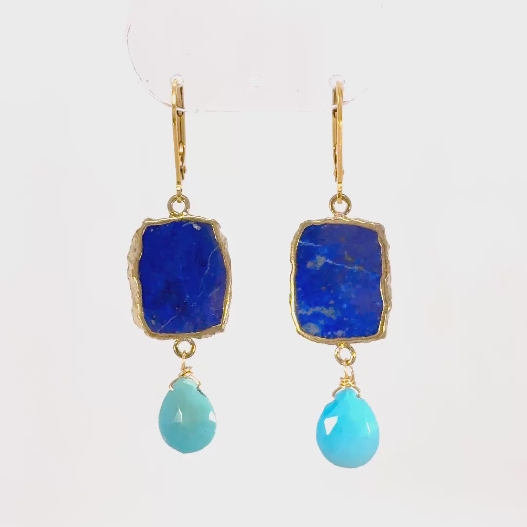 Bezel lapis Turquoise Drop Earrings – Mabel Chong