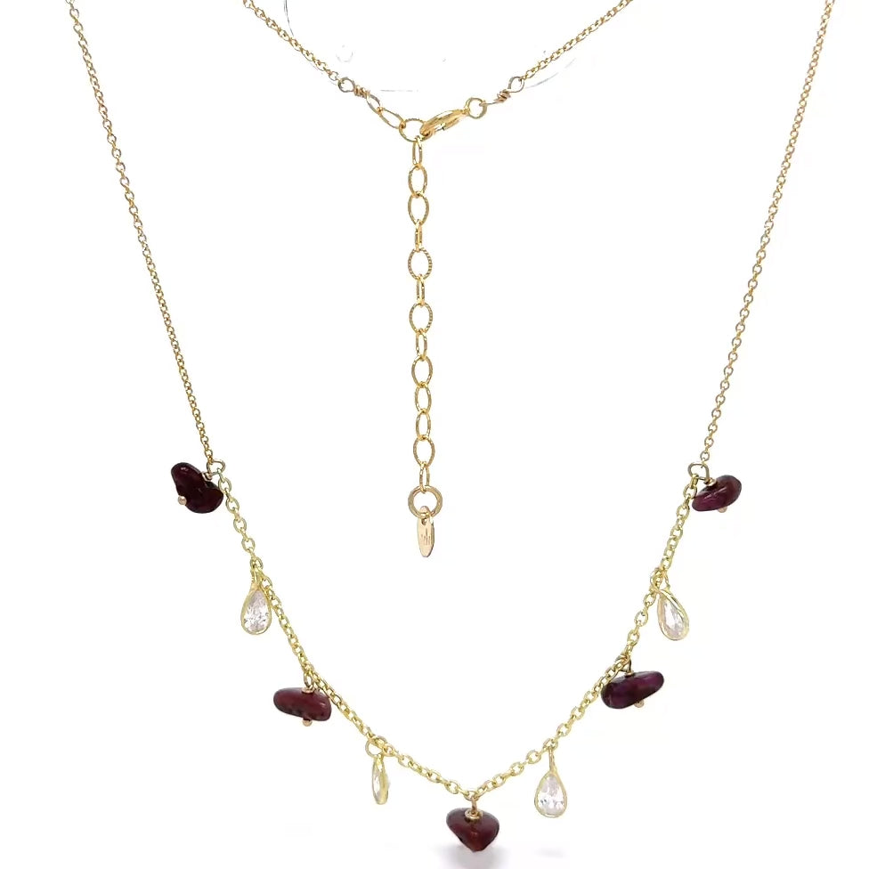 CZ Ruby Dangle Necklace – Mabel Chong