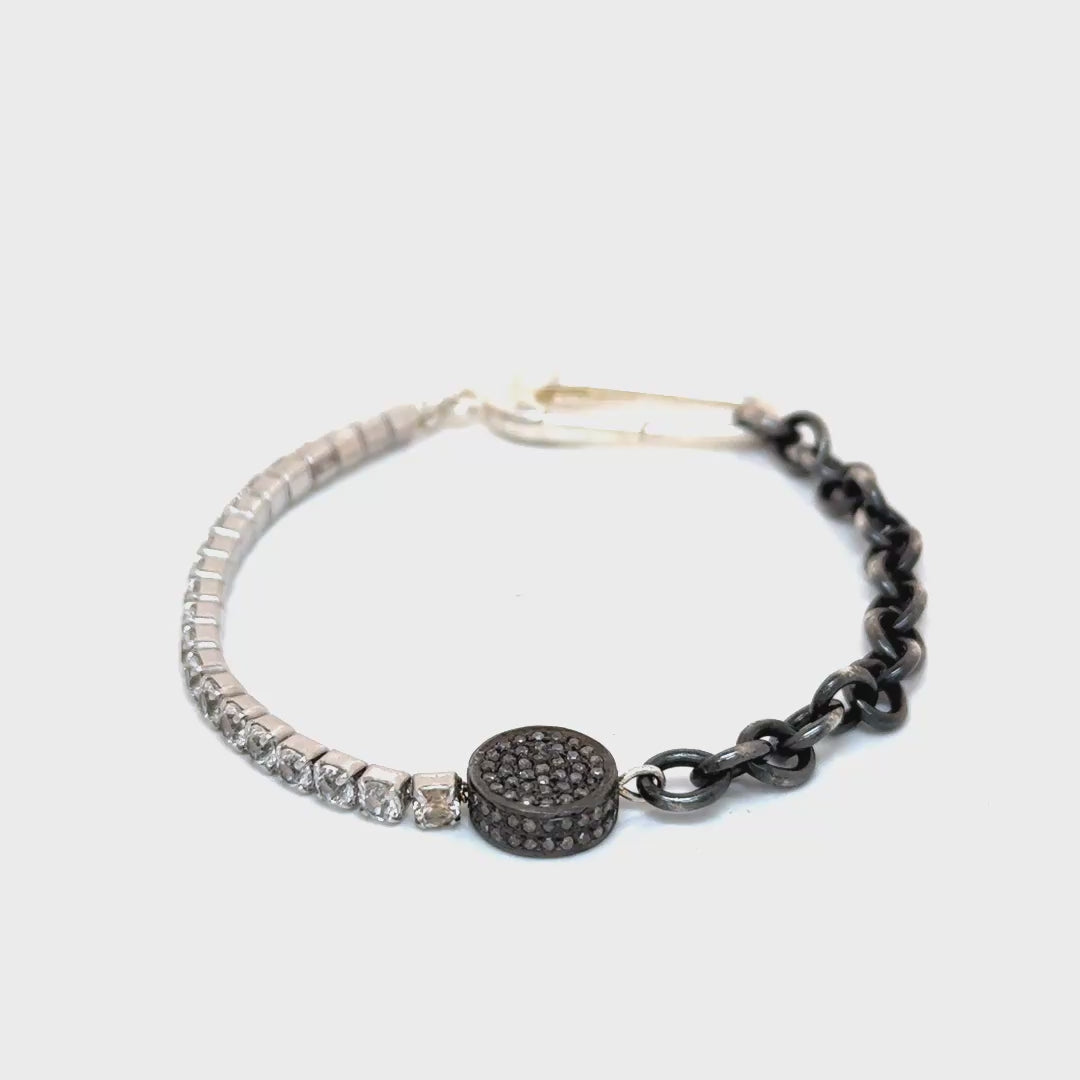 Lab Grown White Sapphire Pave Diamond Silver Bracelet – Mabel Chong