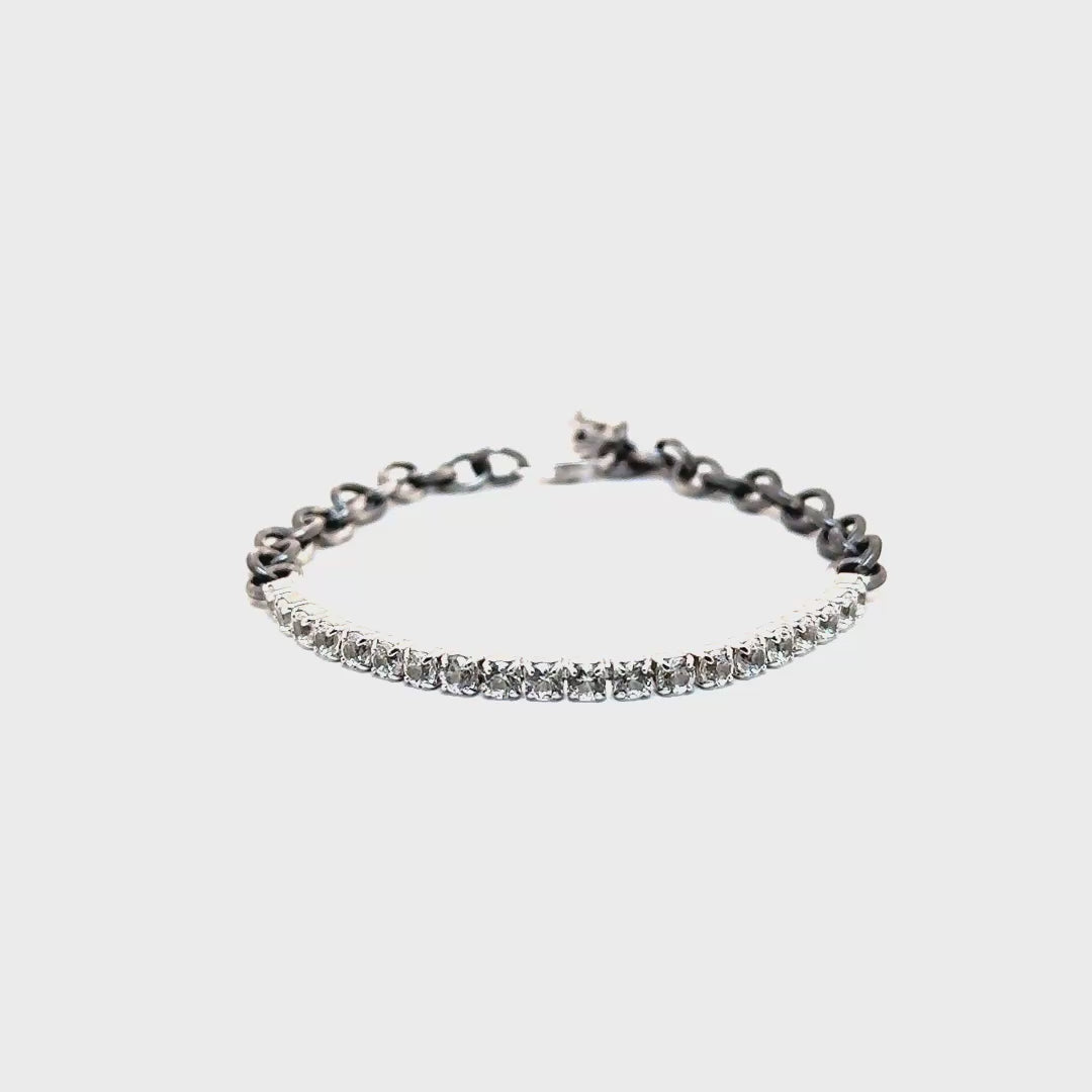 Lab Grown White Sapphire Tennis Silver Bracelet – Mabel Chong