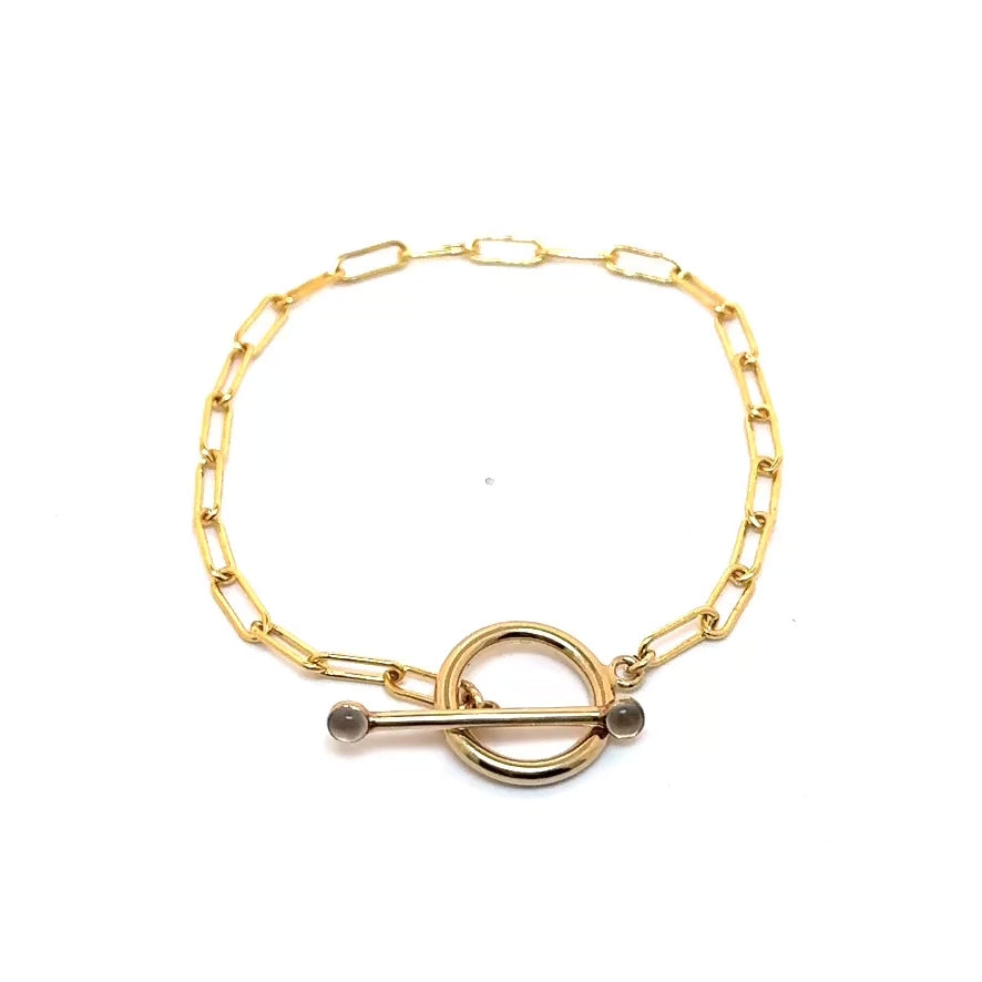 Moonstone Toggle Gold Paperclip Bracelet – Mabel Chong