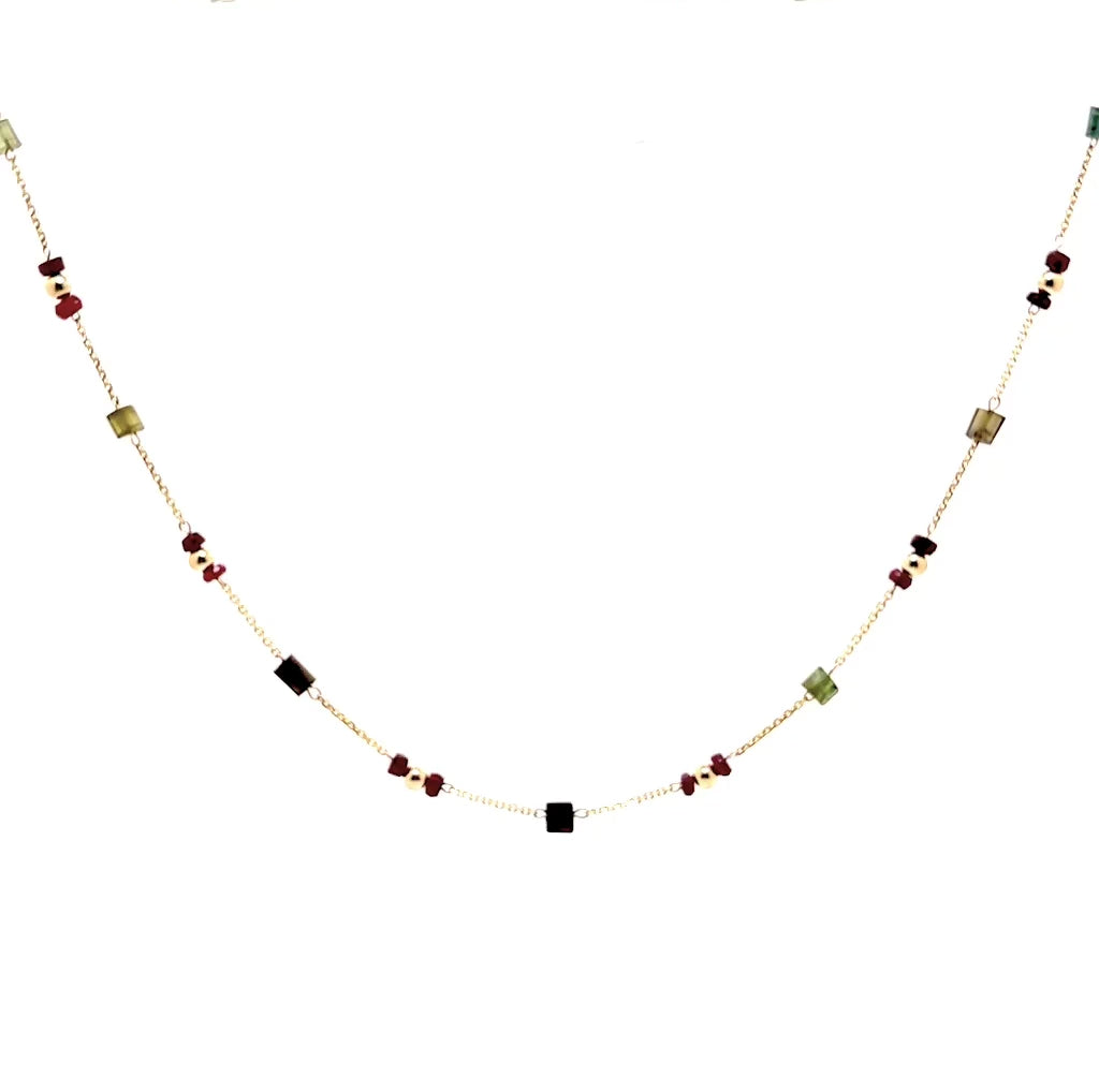 Green Tourmaline Ruby Bead Necklace 14k – Mabel Chong