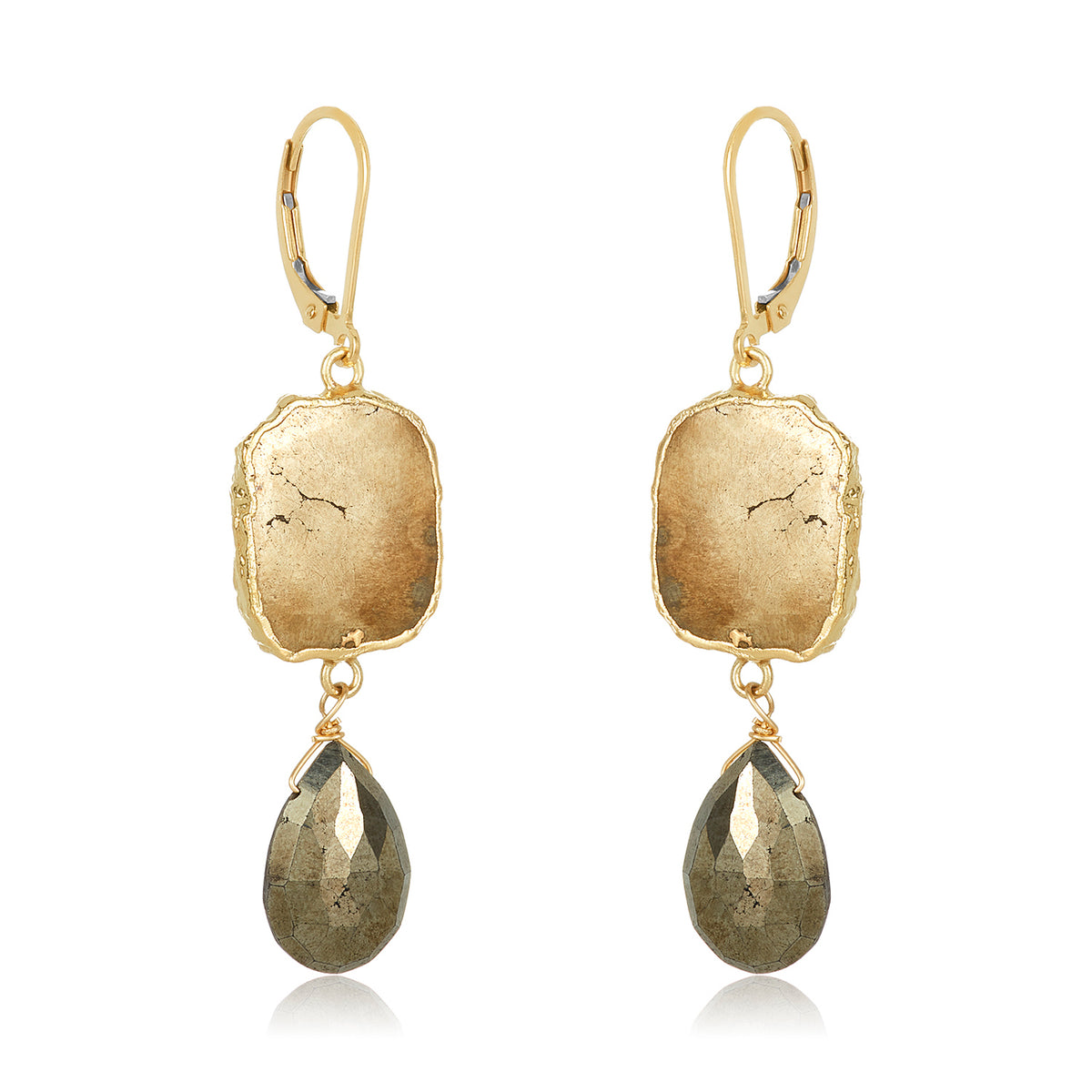Bezel Pyrite Drop Earrings – Mabel Chong