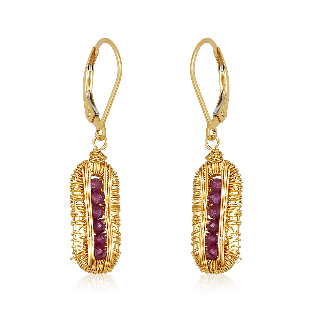 Gold Wired Frame Ruby Or Opal Earrings – Mabel Chong