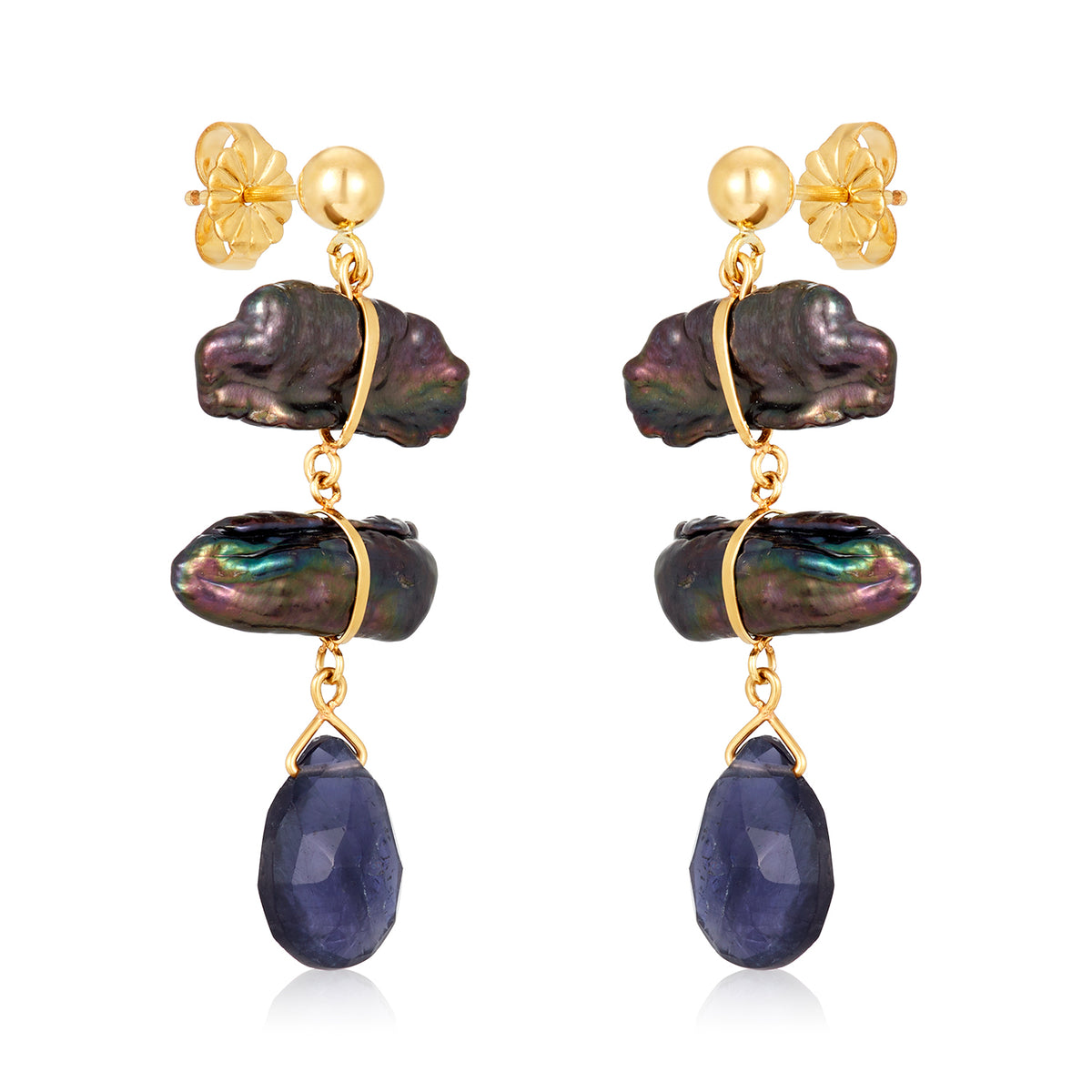 Gray Biwa Stick Pearls Dangle Earrings – Mabel Chong