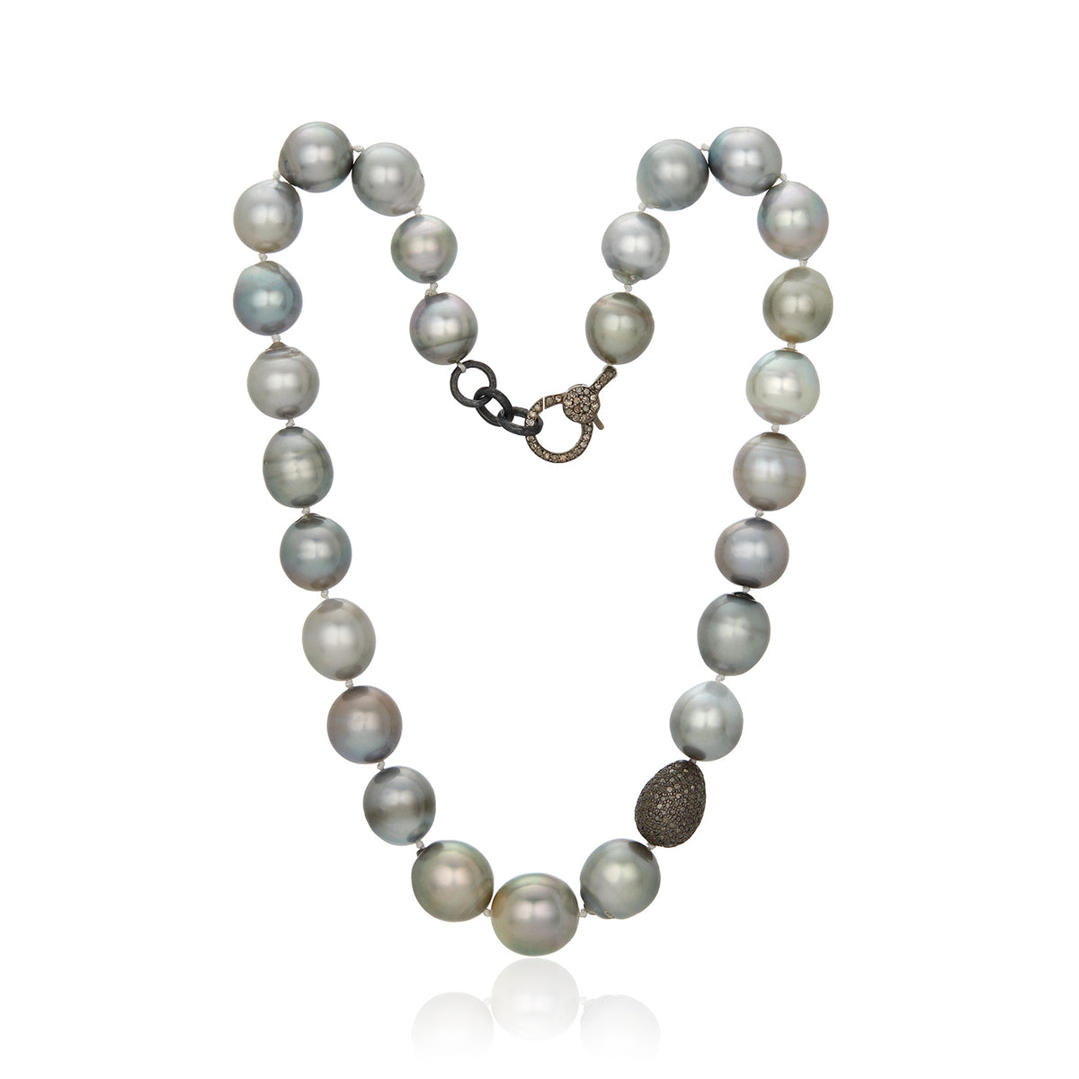 Ava South Sea Pearl Silver Diamond Lock Necklace – Mabel Chong