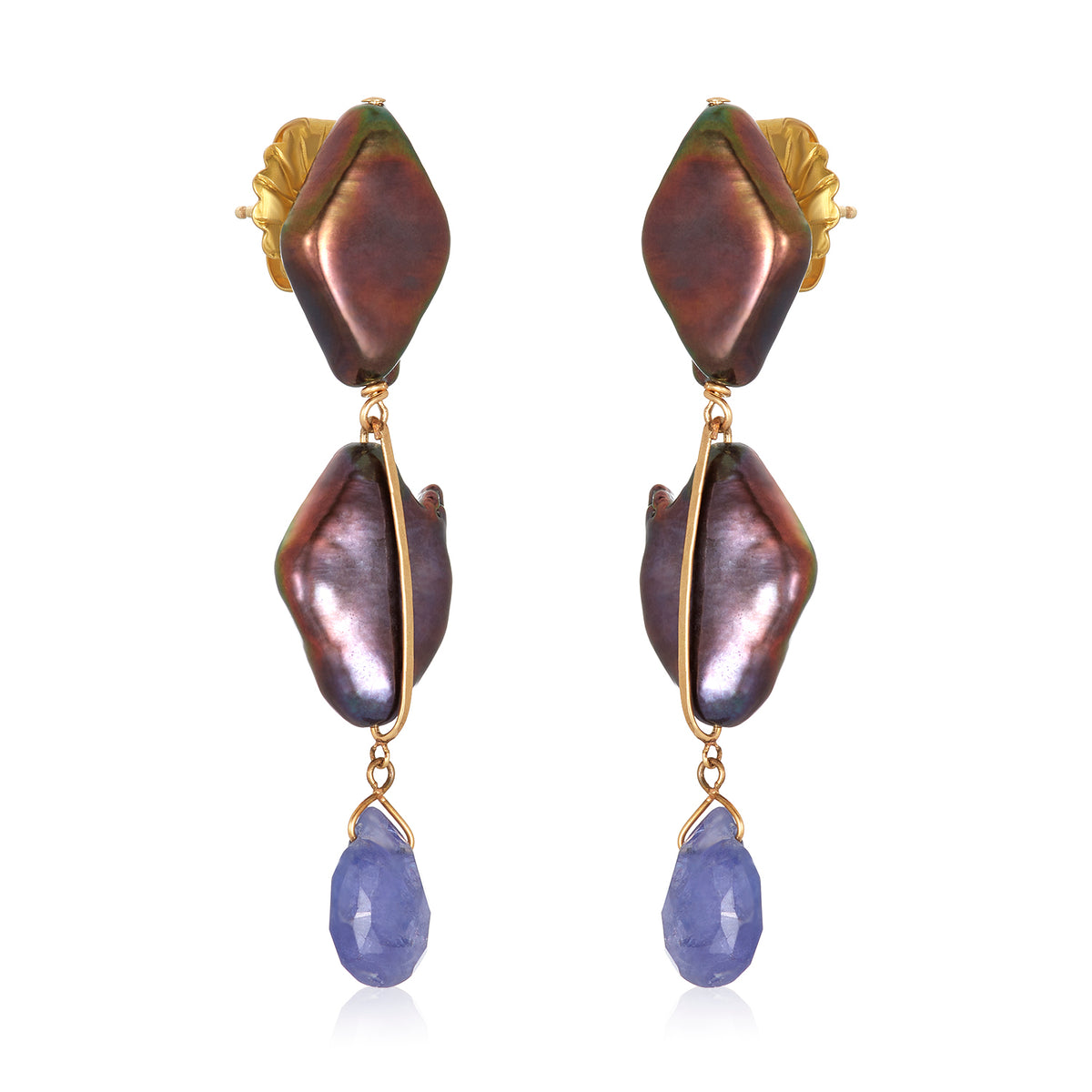 Trio Peacock Pearl Drop Post Earrings – Mabel Chong