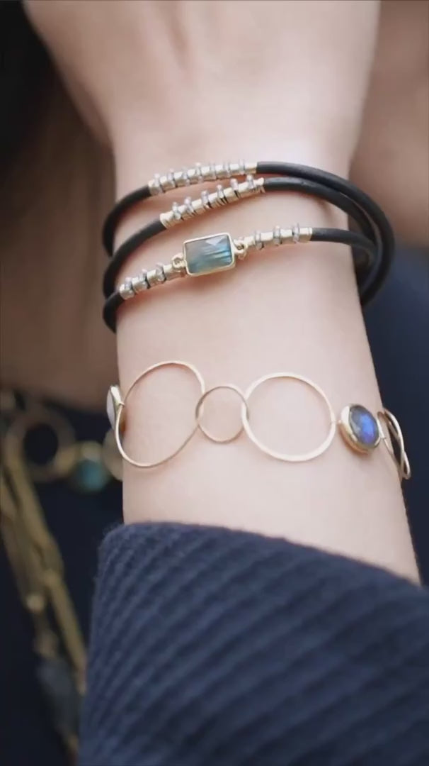 Triple Leather Bracelet With Labradorite – Mabel Chong