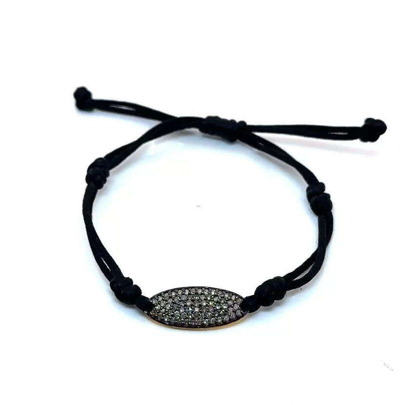 Pave Diamond Oval Shield Macrame Bracelet – Mabel Chong