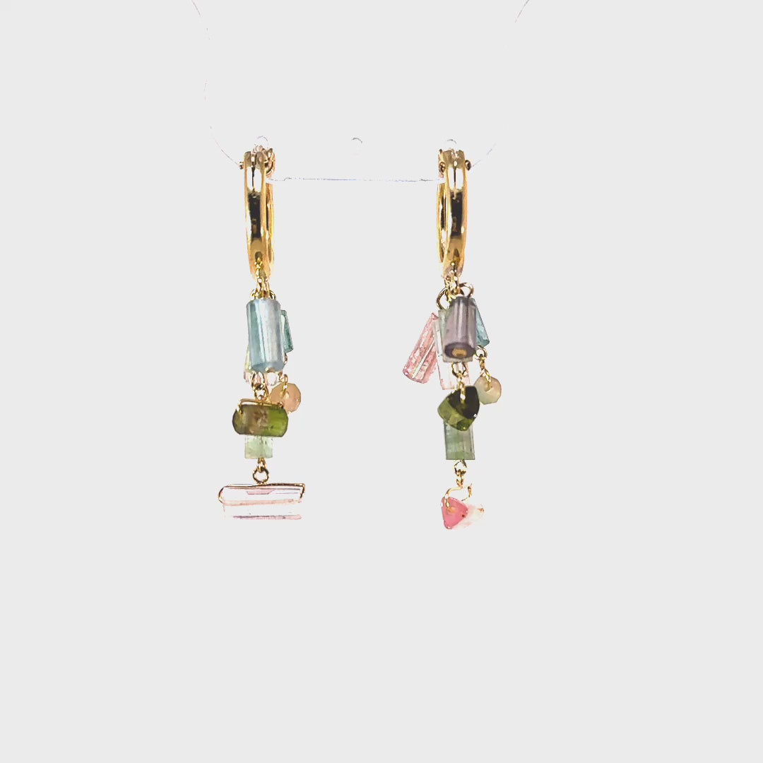 Tourmaline Tube Cluster Hoops – Mabel Chong