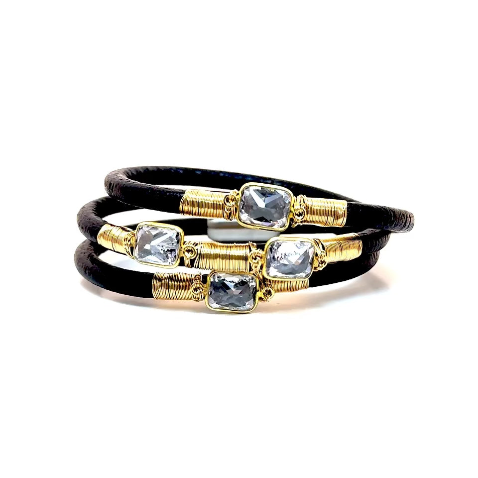 CZ Crazy Triple Leather Bracelet – Mabel Chong
