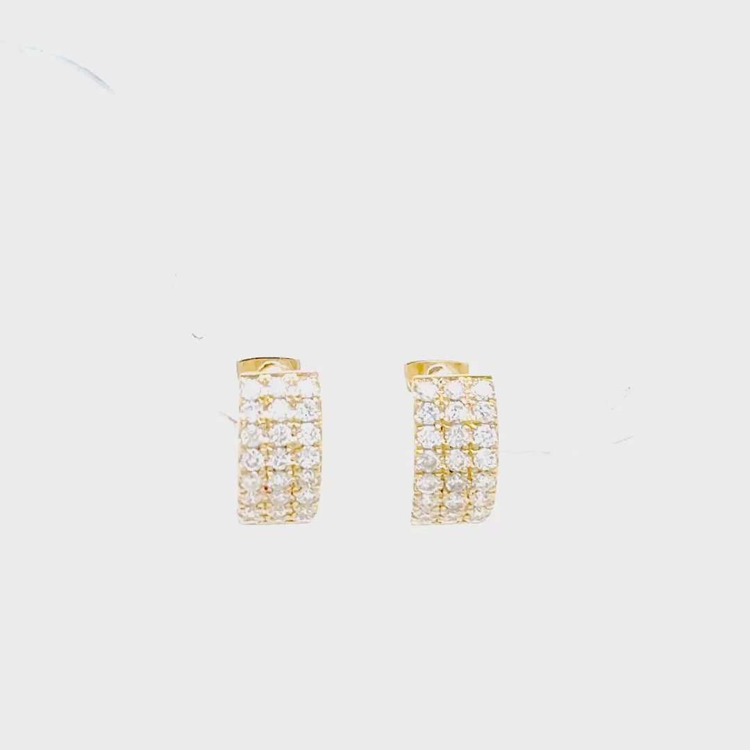 Triple Diamond Row Hoops In 14k – Mabel Chong