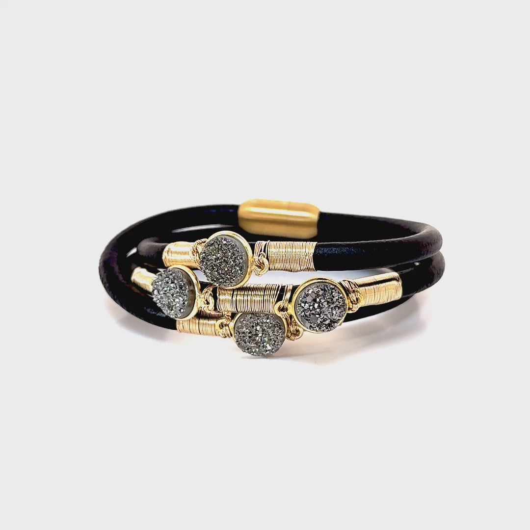 Druzy Crazy Triple Leather Bracelet – Mabel Chong