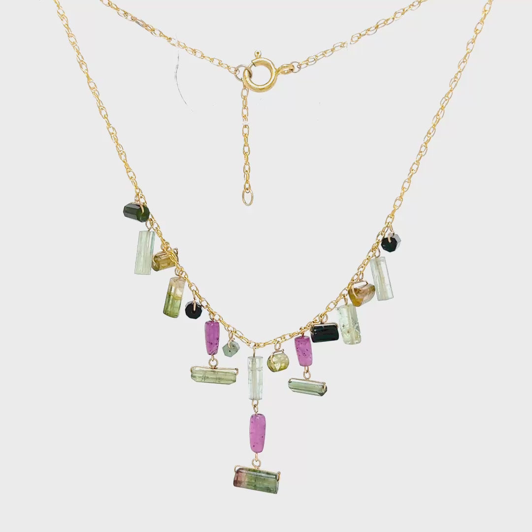 Rainbow Tourmaline Tube Cluster Necklace – Mabel Chong