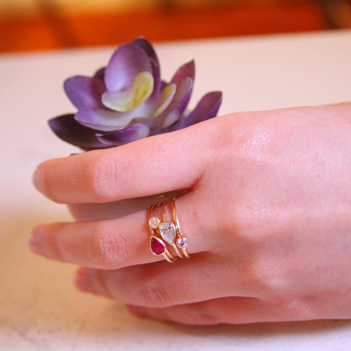 Raindrop In Ruby Ring – Mabel Chong