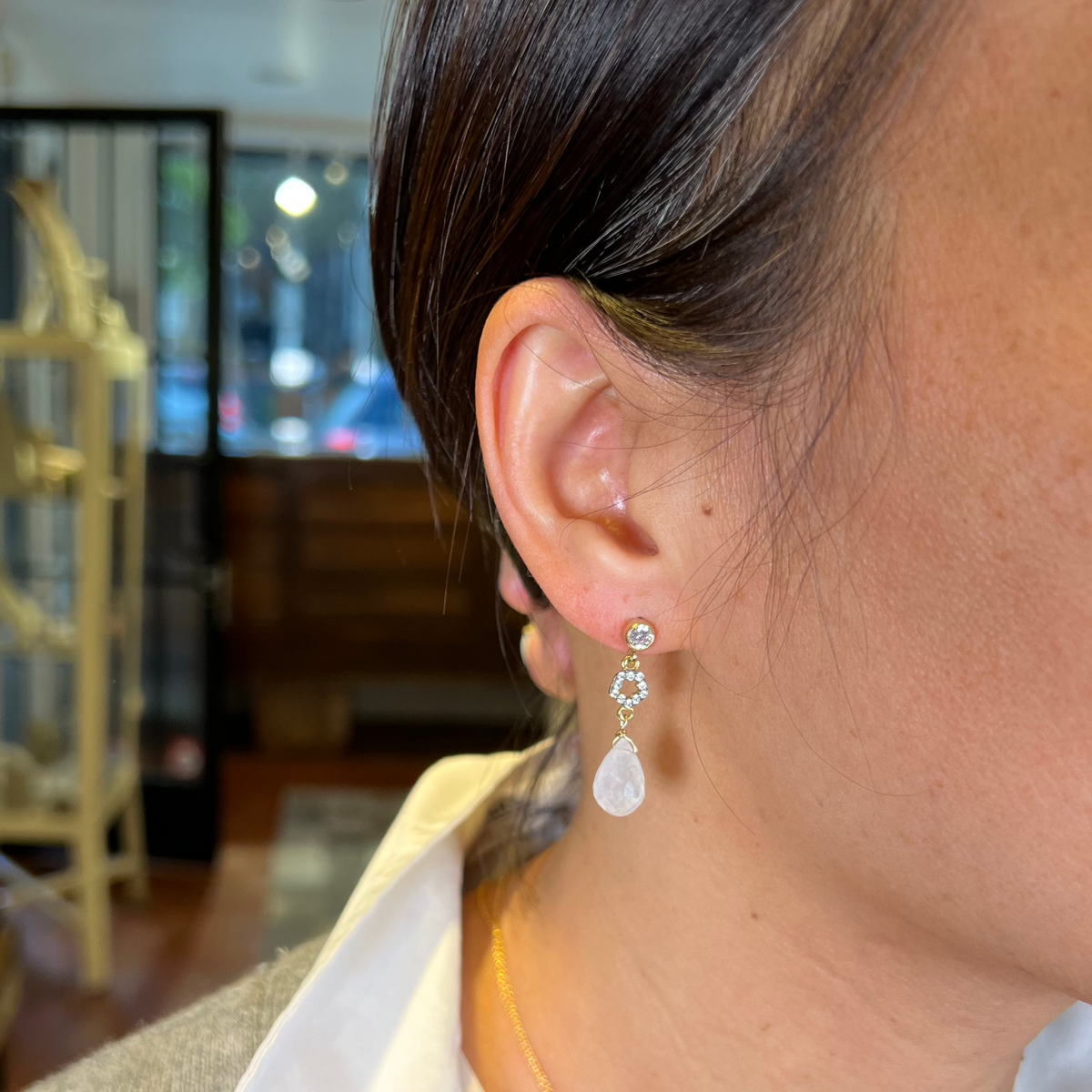 Zircon Floral Gem Drop Earrings – Mabel Chong