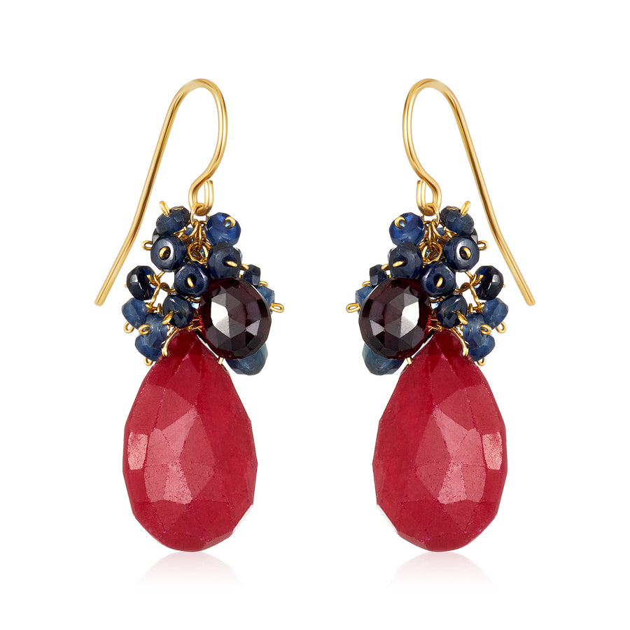 Ruby or Garnet Sapphire Cluster Earrings – Mabel Chong