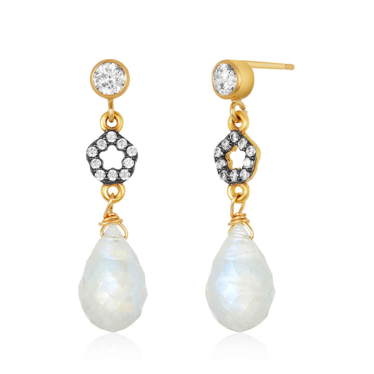 Zircon Floral Gem Drop Earrings | Mabel Chong