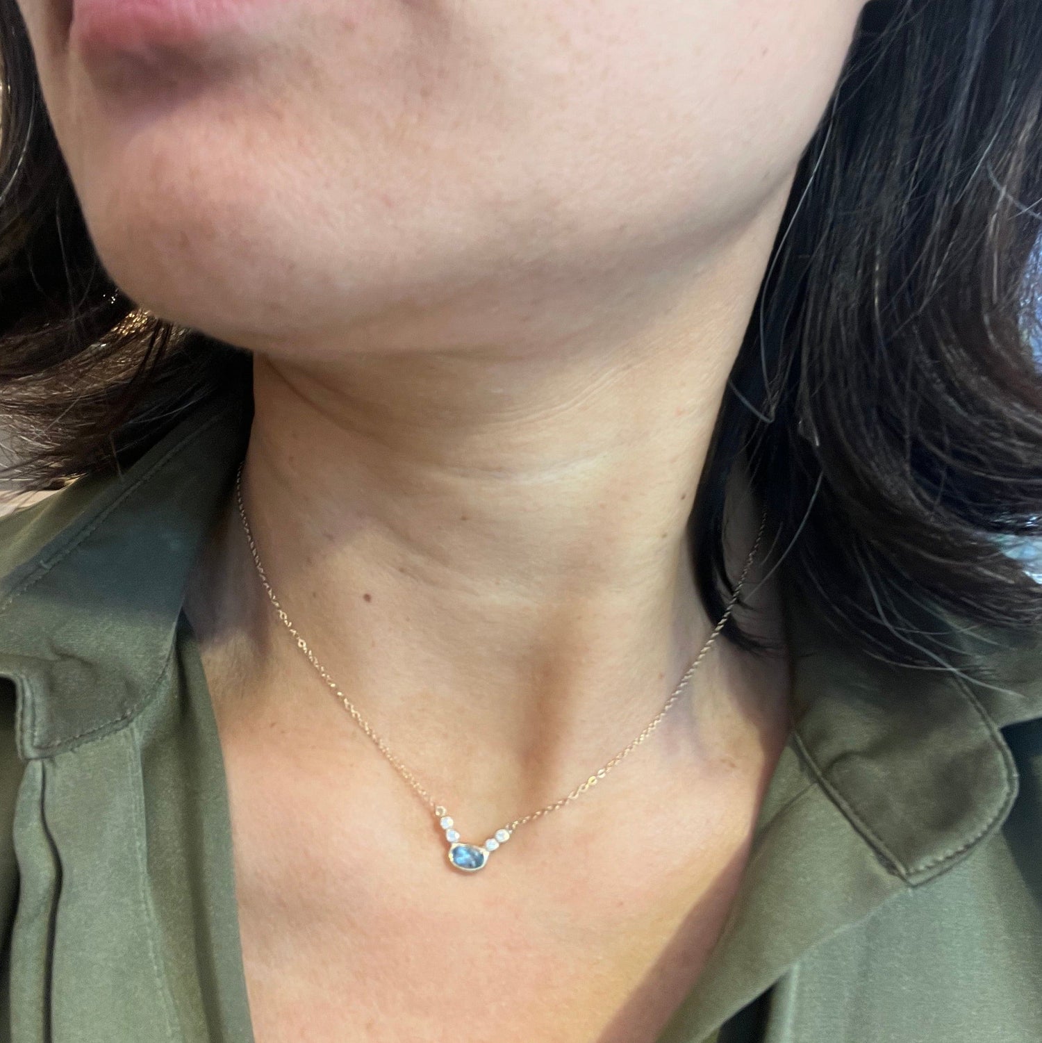 Aqua Diamond Ora Necklace in 14k | Mabel Chong